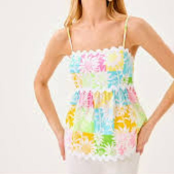 Lilly Pulitzer | Tops | Lilly Pulitzer Jaydis Floral Cotton Top In ...